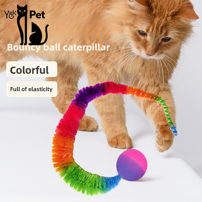 Cat Boredom Relief Toy Springy Ball and Caterpillar for Entertainment ...