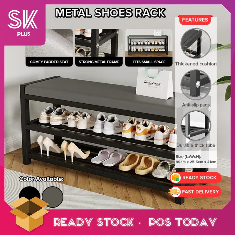 SKplus Stainless Steel Shoe Rack Multilayer Indoor Sit Shoe Storage ...