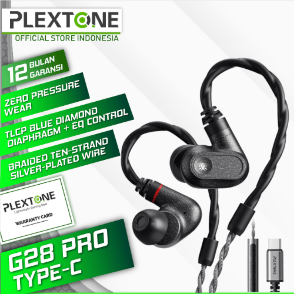 PLEXTONE G28 PRO Type C Wired Gaming Earphone EQ Control HiFi Sound ...