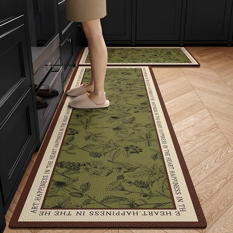 Aesthetic Anti Slip Kitchen Floor Mat Waterproof Oil-Proof PVC Leather ...