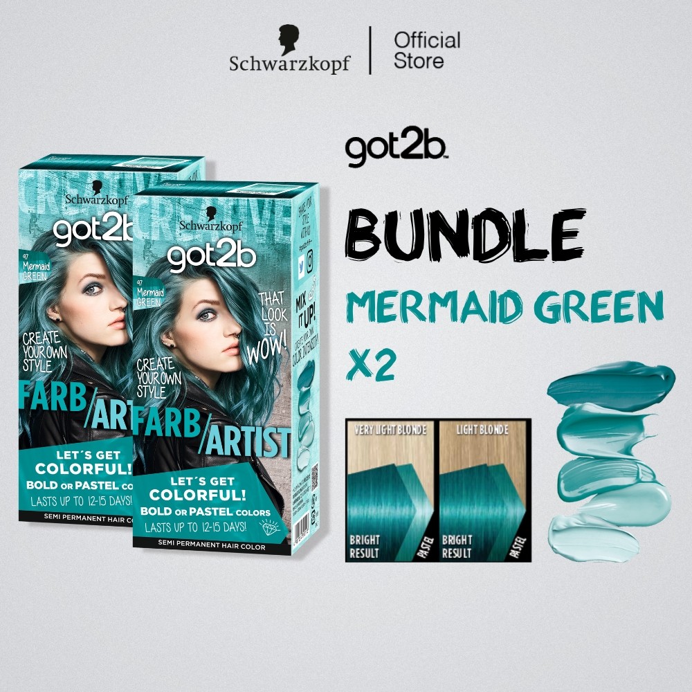 [Bundle Deal] Schwarzkopf GOT2B FARB/ARTIST 097 Mermaid Green Color (2 ...