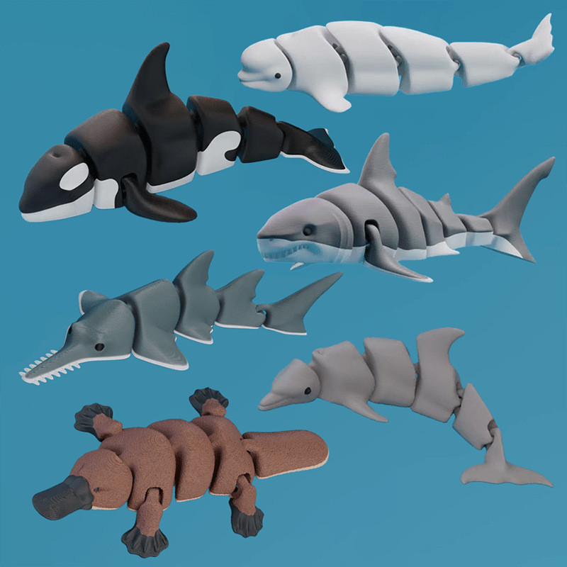 3D Printed Shark Killer Whale Joint Movable Figure Action Figure ...