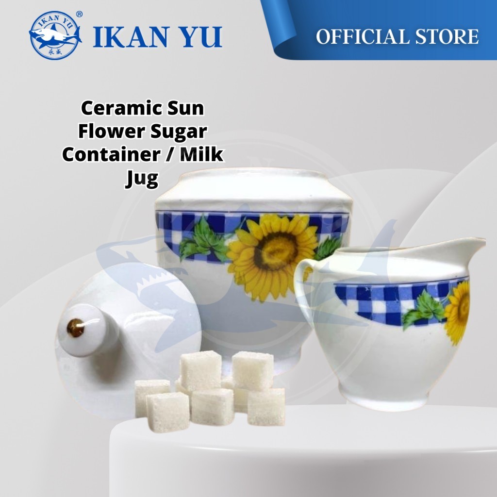 YU Online - Seramik Jug Susu / Ceramic Sunflower Sugar Container & Milk ...