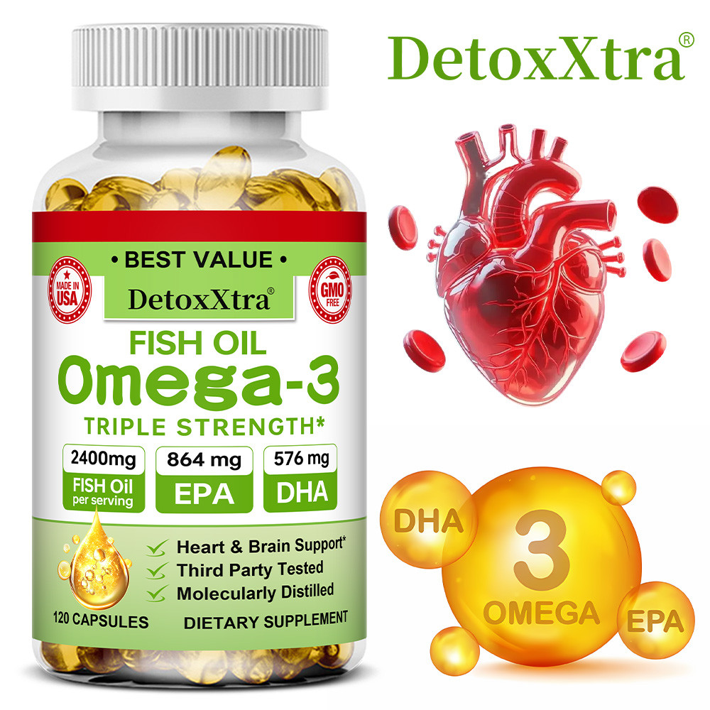 Omega 3 Fish Oil 2400 mg, 864 mg EPA 576 mg DHA Ultra Softgels, Brain ...