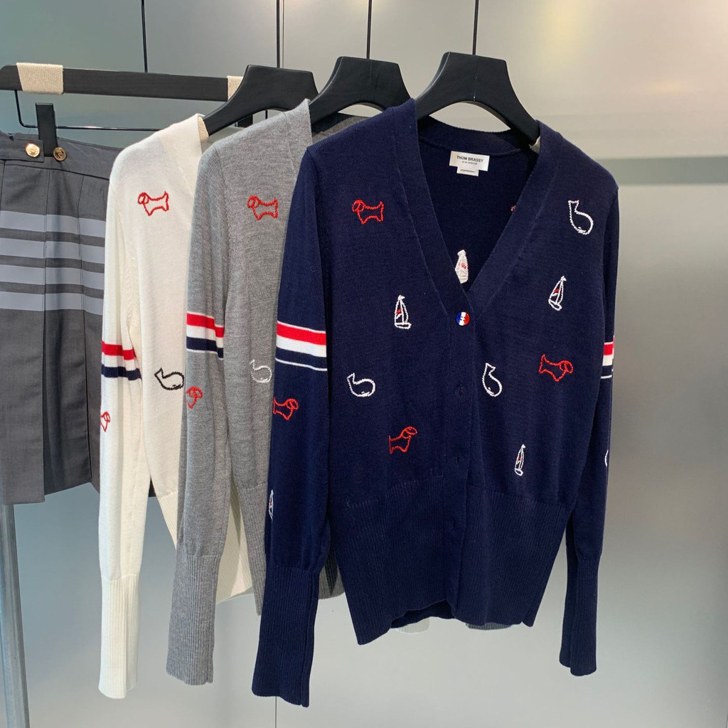 Tom Browne 3063 Cartoon Embroidered Retro Cardigan - Casual Wear ...
