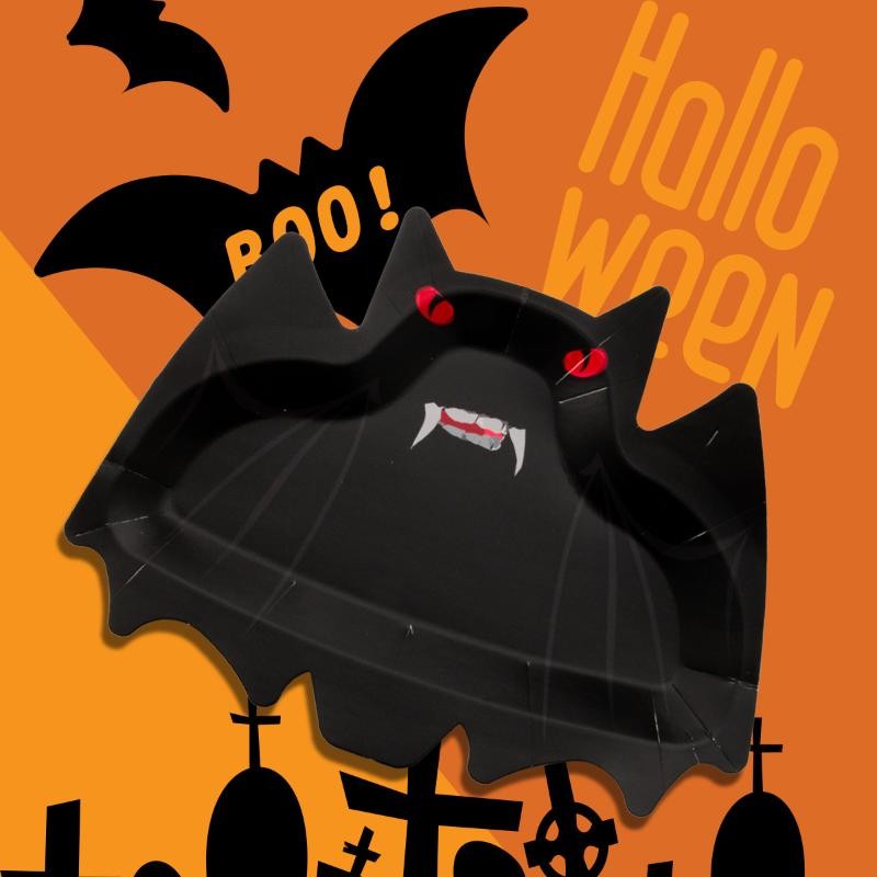 F1MY 10pcs Bat Shape Disposable Plates Ghost Festival Dinner Party DIY ...