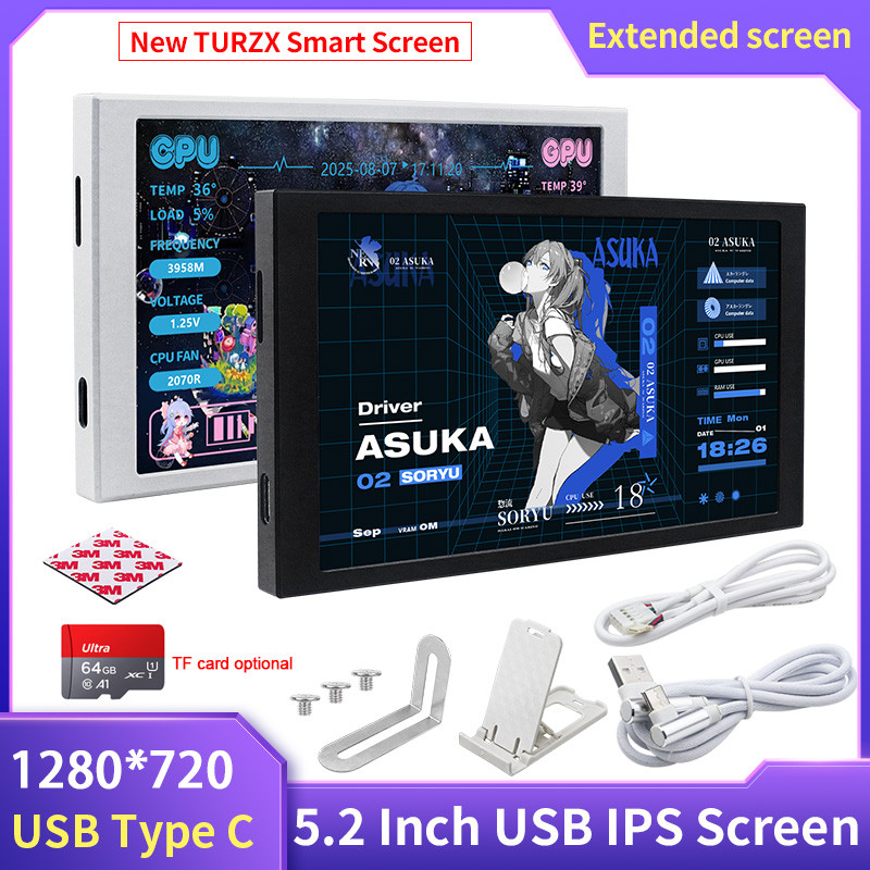 Turing TURZX New 5.2 Inch Smart Secondary Screen 1280x720 IPS USB-C ...