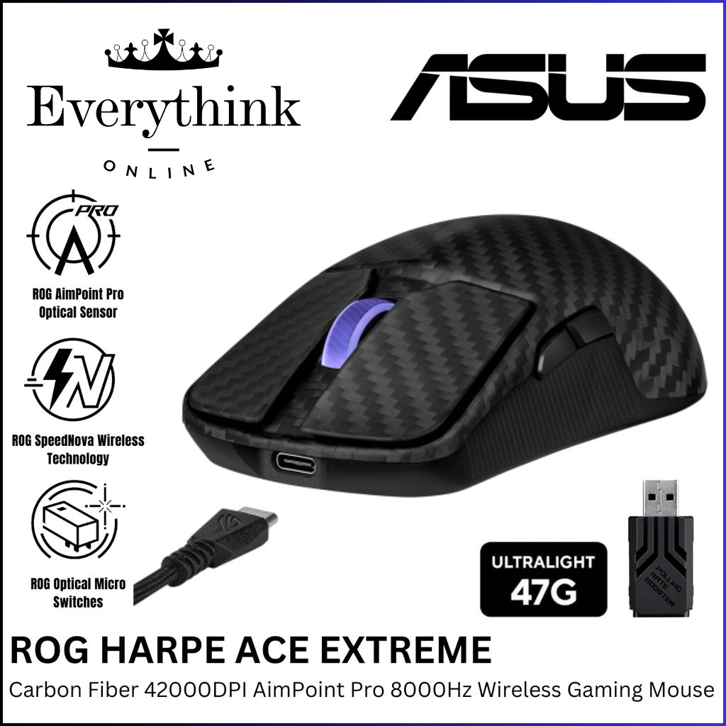 ASUS ROG HARPE ACE EXTREME P718 WIRELESS GAMING MOUSE WITH CARBON FIBER ...