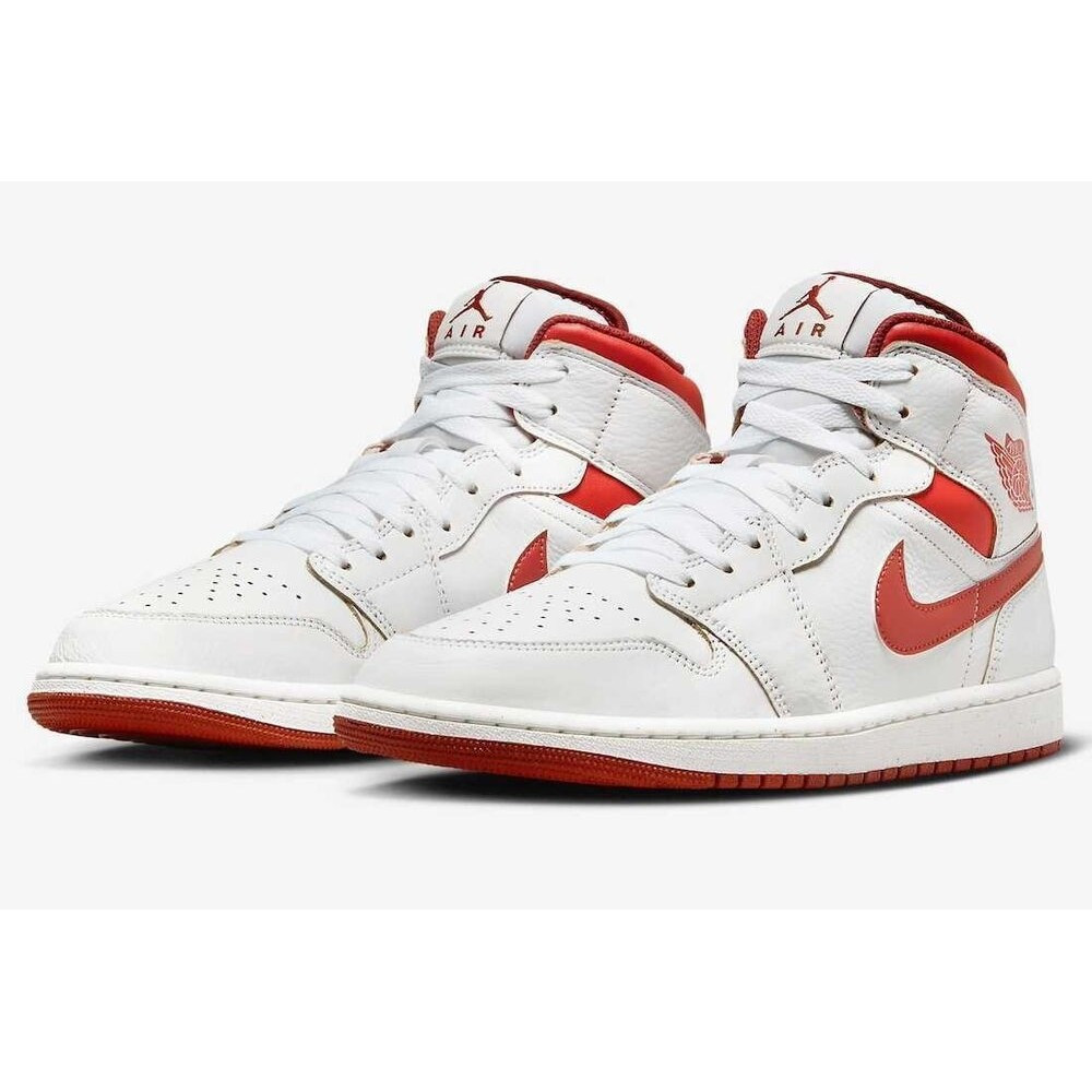 Nike Air Jordan 1 Mid SE Shoes White Lobster Dune Red FJ3458-160 Men's ...