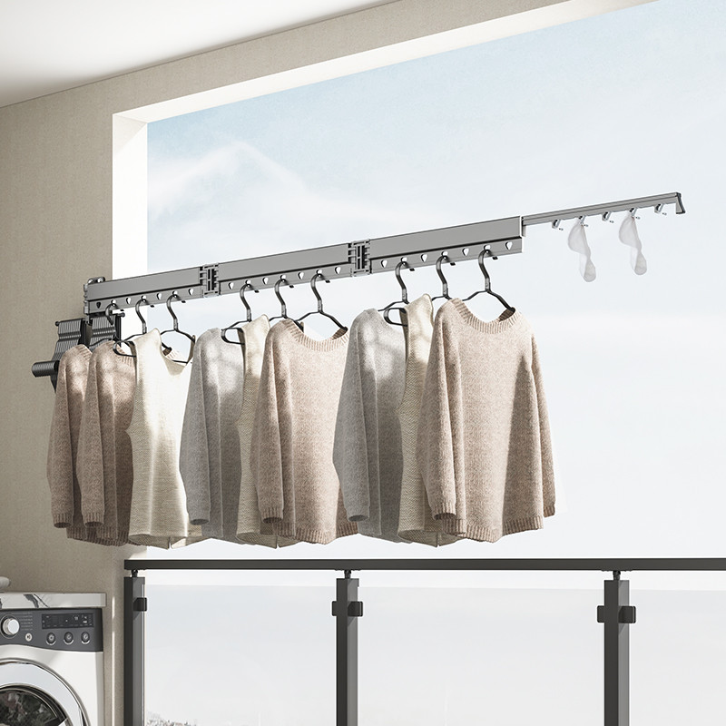 Folding Clothes Rack Wall-Mounted Wall Indoor Bay Window Outside ...