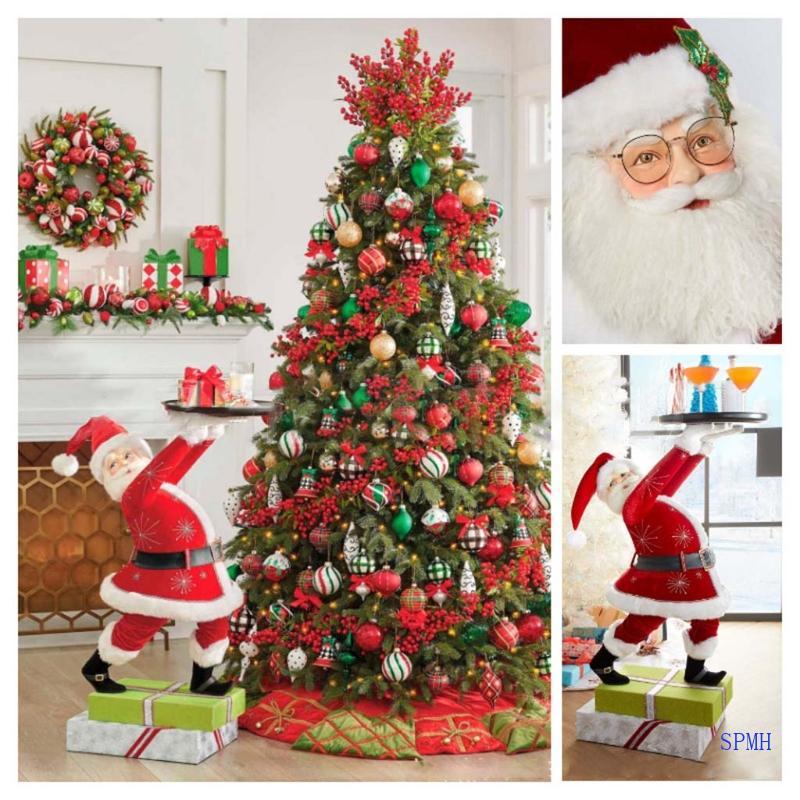 SUP Christmas Santa Claus Statues Holding Tray Resin Sculpture Figurine ...