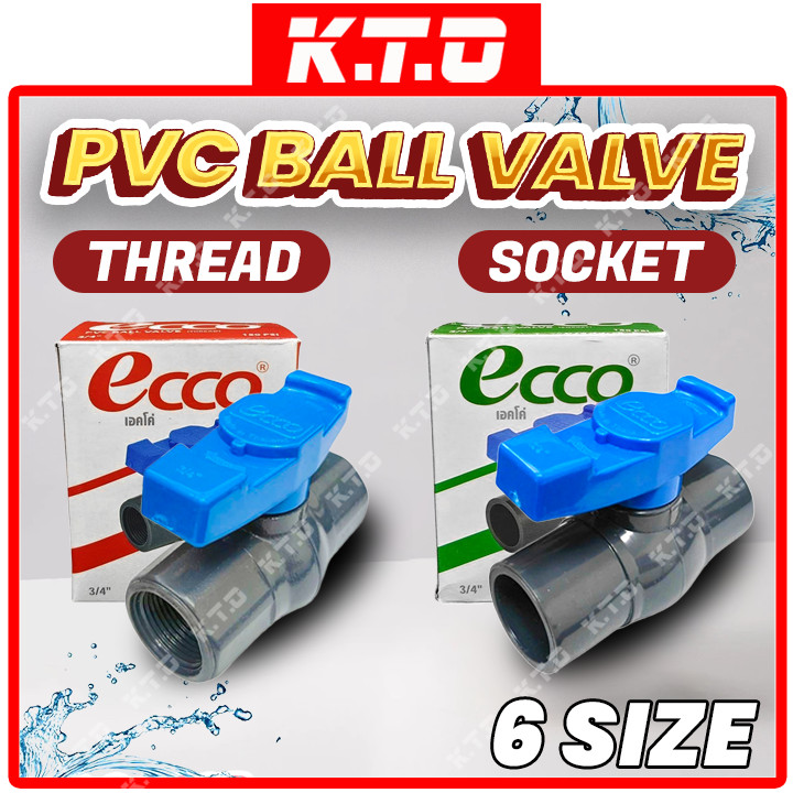 Ecco PVC Ball Valve Socket End Thread End Plumbing Valve Connector ...