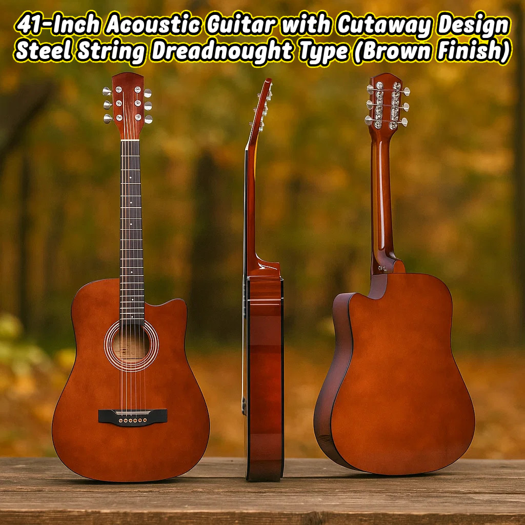 🎸 41-Inch Acoustic Guitar with Cutaway Design – Steel String ...
