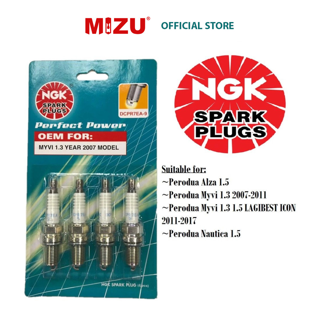 Mizu ORIGINAL NGK SPARK PLUG DCPR7EA9 (1SET 4PCS)-PERODUA MYVI/TOYOTA ...
