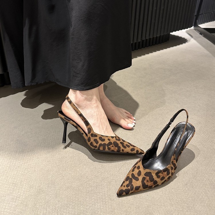 Niche French Leopard Print Suede High Heel Sandals - Spring Edition ...