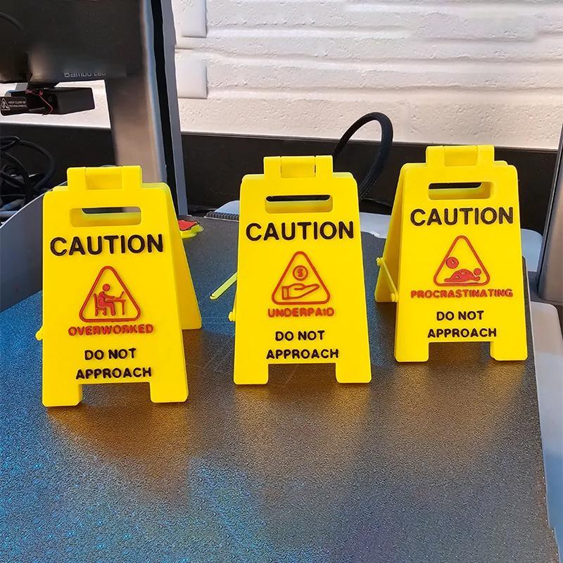 Caution Overstimulated Desk Sign 3D Printed Office Desk Caution ...