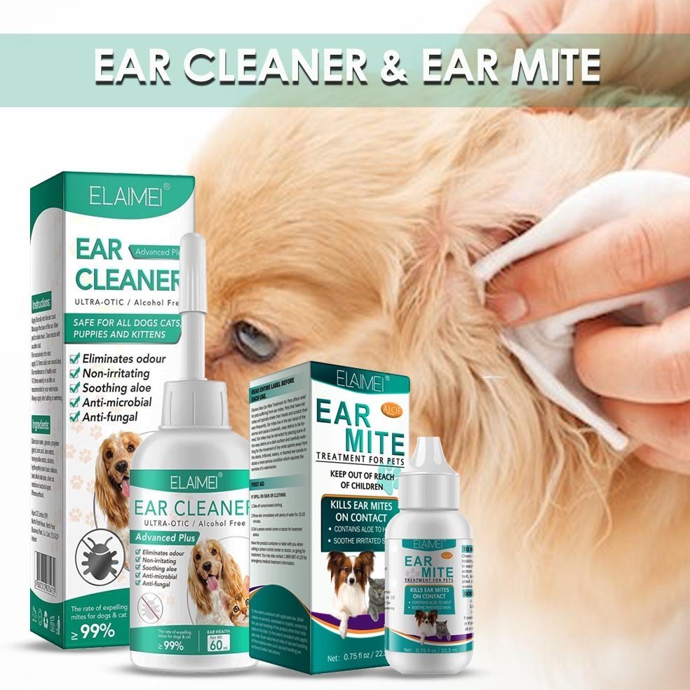 ELAIMEI Advanced Plus Ear Cleaner & Ear mite treatment for dogs and ...