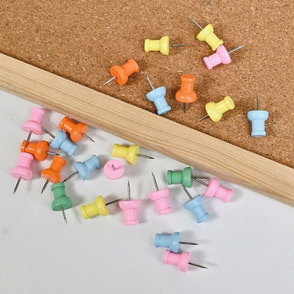 Macaron Wooden Push Pins with Felt Board Pastel Color Photo Wall Decor ...