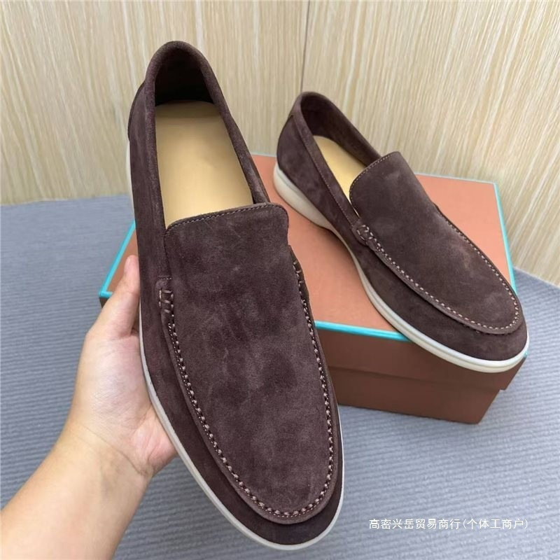 LP2025 New Imported Casual Low Heel Cowhide Dark Brown Leather Slip-On ...