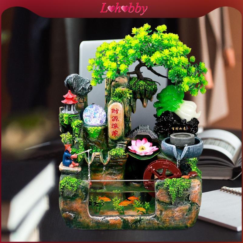[Lohobby] Tabletop Fountain Fengshui Desk Illuminated Water Fountain ...