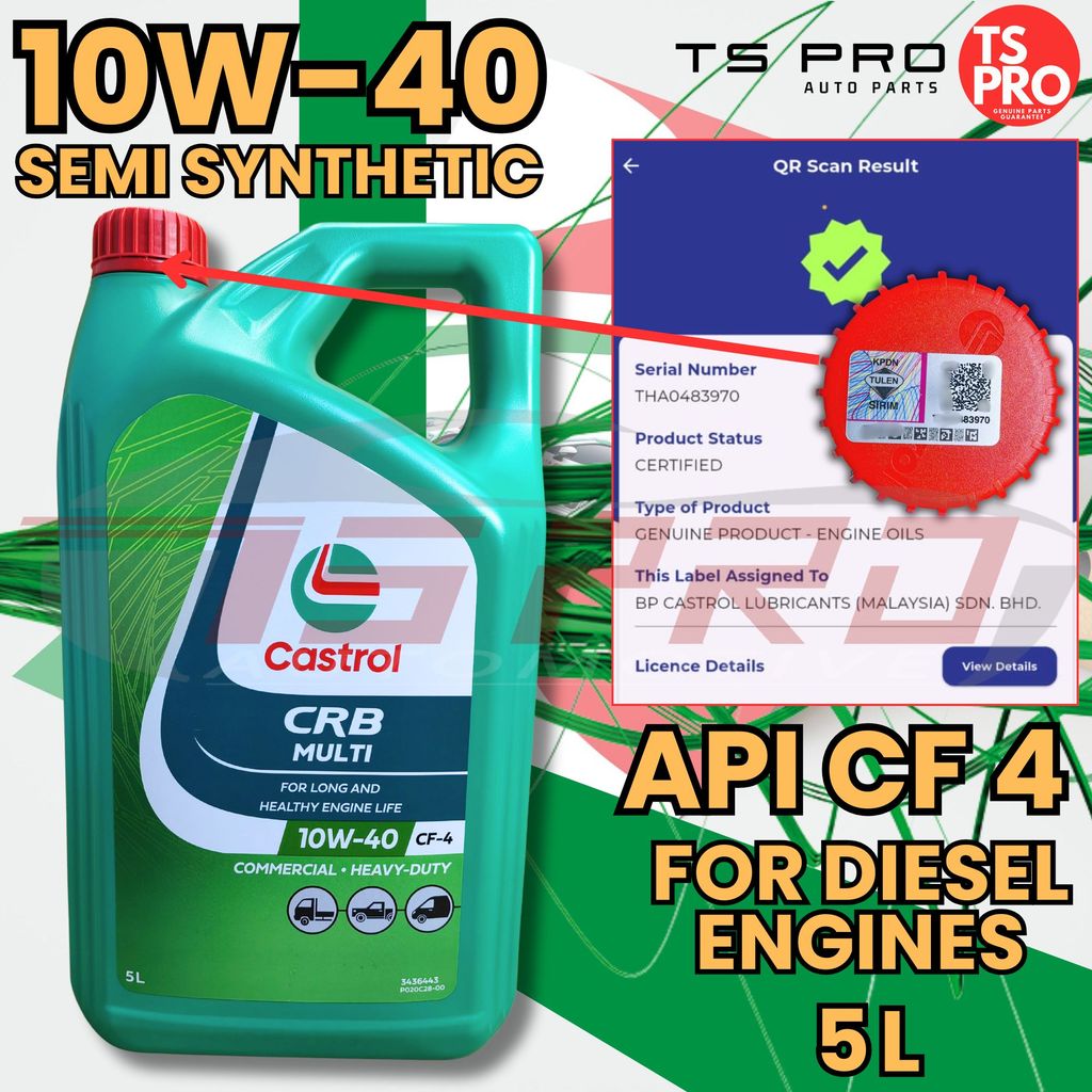 Castrol CRB Multi Fuel Saver 10W-40 API CF-4 Engine Oil (5L) [For ...