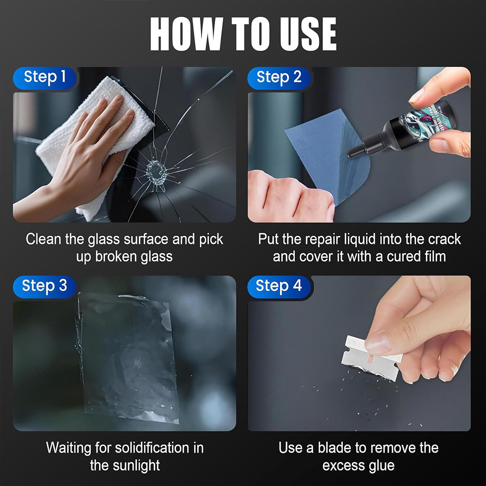 Cracked Glass Scratch Repair Kit 5MinQuick-Glass Repair Liquid ...