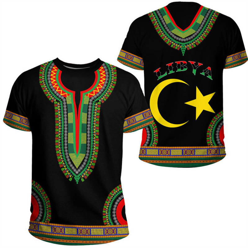 Libya Flag Map 3D Printed T Shirt For Men Clothes Africa Country ...