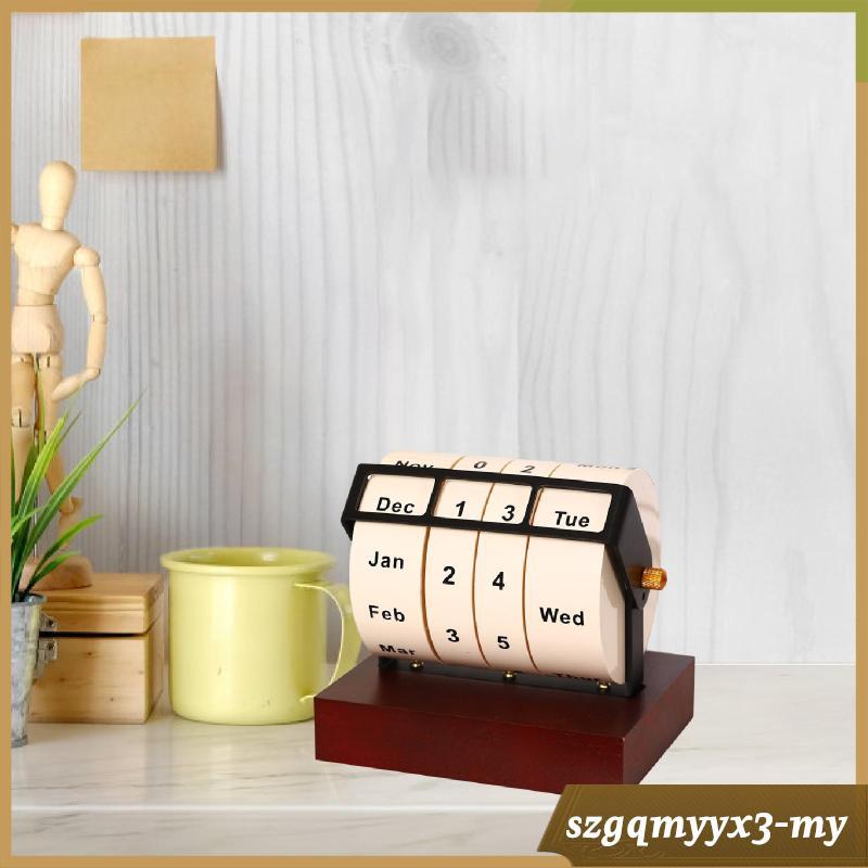 [Toolroom] Rotary Perpetual Desk Calendar,Tabletop Calendar Photo Prop ...