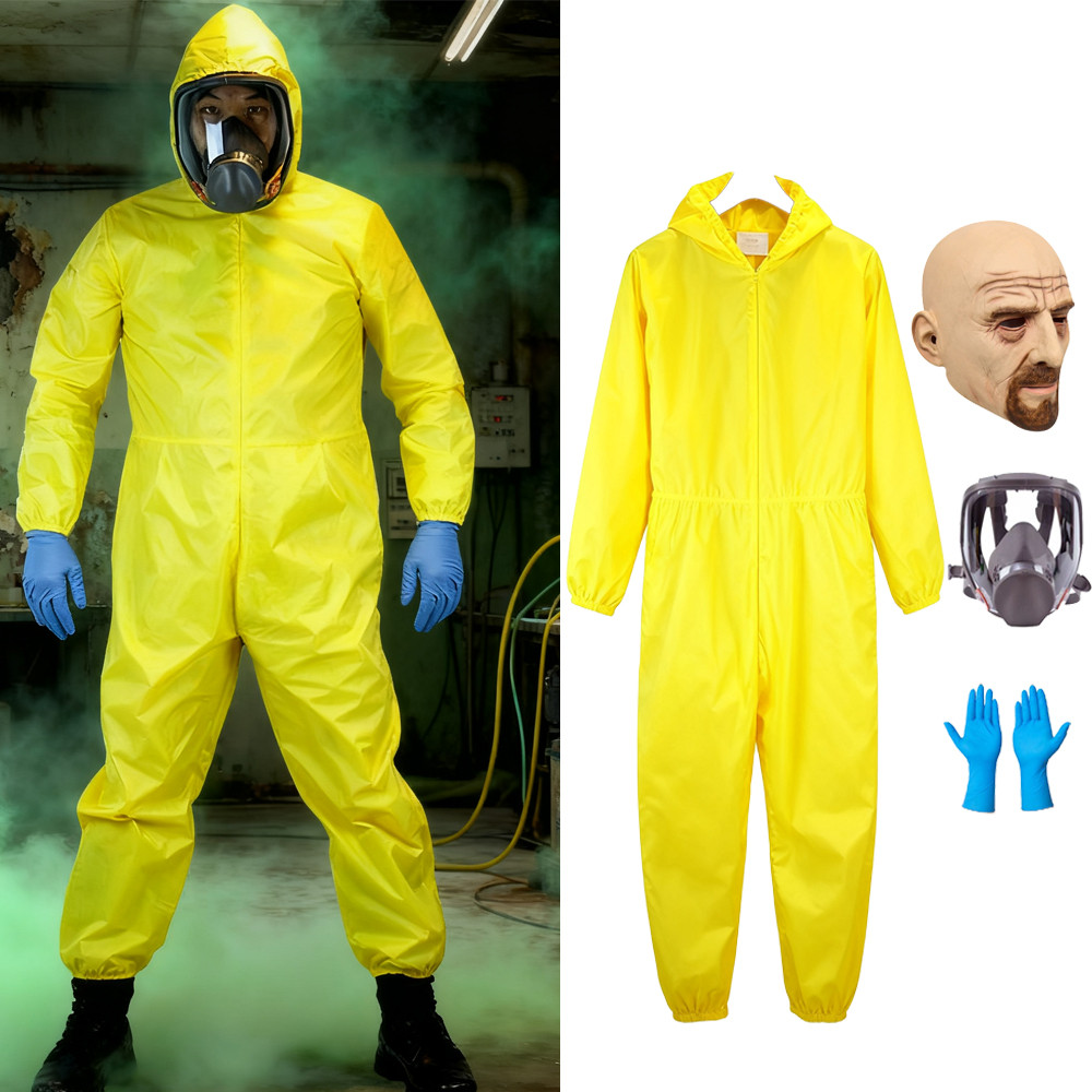 Breaking Bad Costume for Adult Men Halloween Yellow Clothes Mask ...