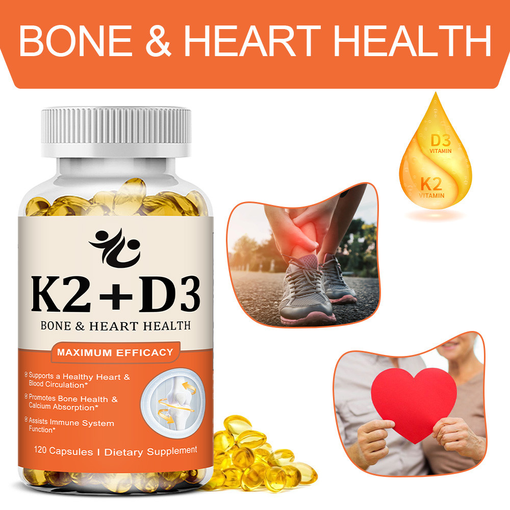 Vitamin D3 with K2 MK7 45mcg - Bone Health & Immune Support - VIT D3 ...