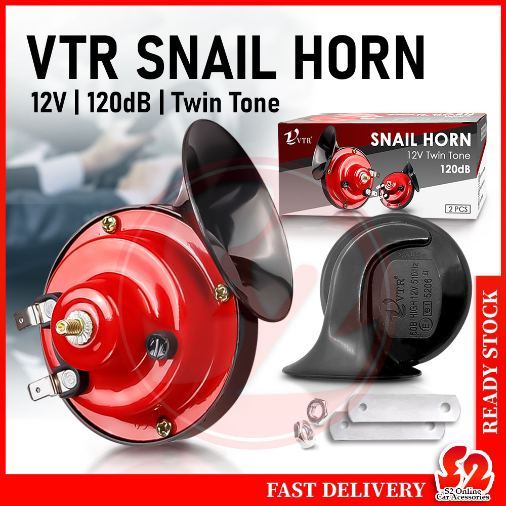 2 PCS 12V VTR Snail Horn Twin Horn BM Horn Universal Loud Tone Horn Car ...