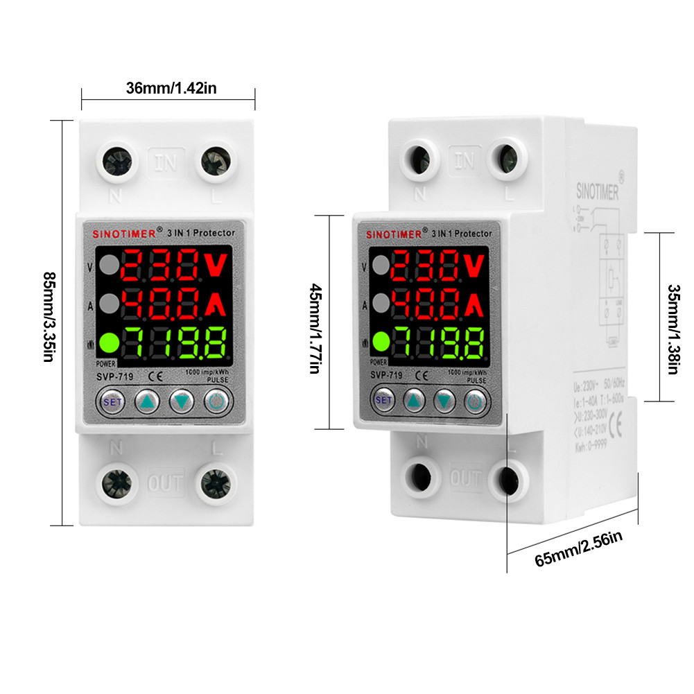 220V 40/63A Din Rail Adjust Adjustable Over Under Voltage Protective ...