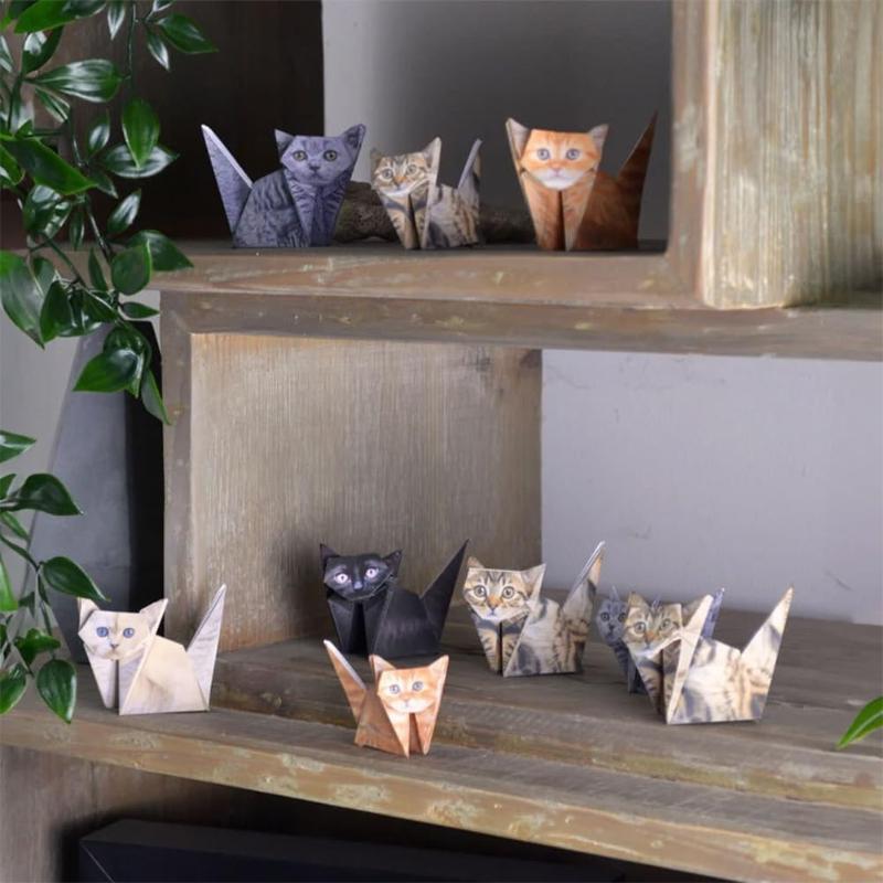 [Mang] DIY Paper Cats Origami Fold Cute Cat Dog Dinosaur Figures Animal ...