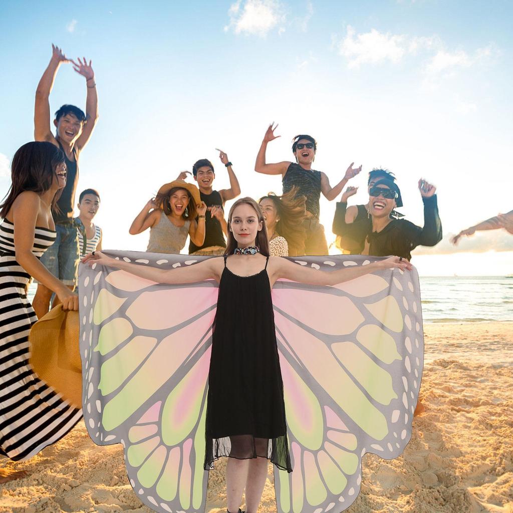 Butterfly Wing Cape Women Ladies Halloween Cloak Cape Soft Shawl ...