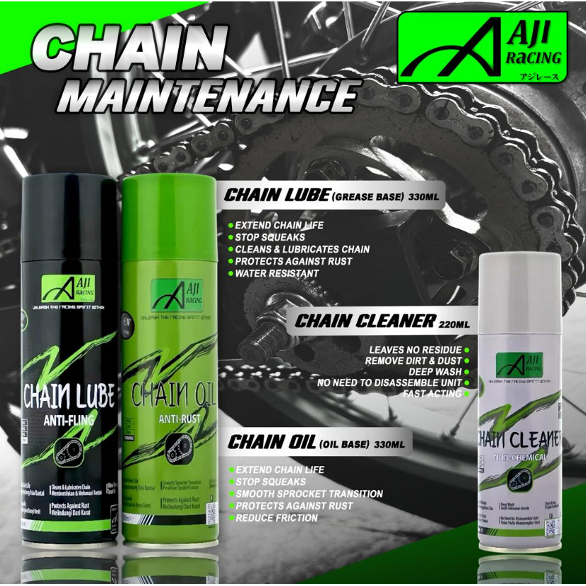 AJI RACING CHAIN LUBE GREASE / CHAIN LUBE OIL / CHAIN CLEANER MINYAK ...