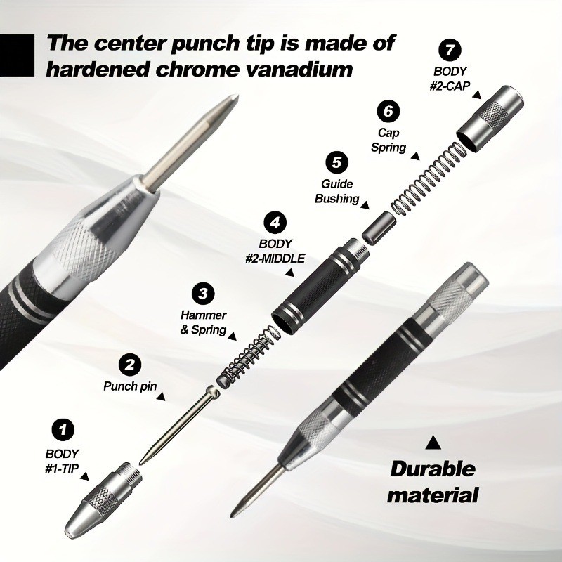 5-inch Heavy-duty Steel Spring Positioning Punch Automatic Center Punch ...