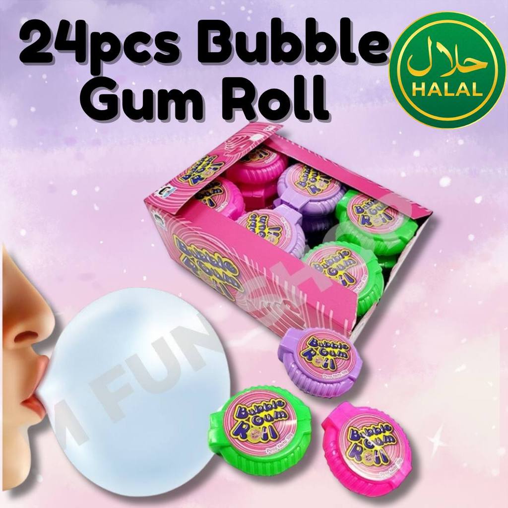 24pcs Bubble Gum Roll｜Halal Certified｜Mixed Fruit Flavour Bubble Tape ...