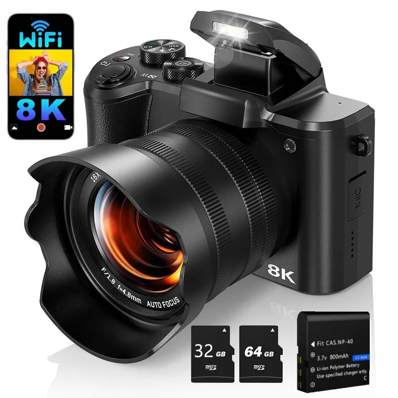 8K Digital Camera for Photography Autofocus WiFi 88MP Vlogging Camera ...