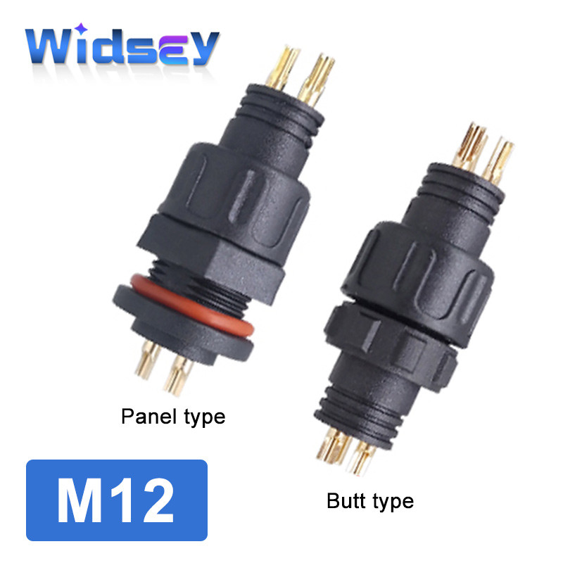 M12 Docking/Panel Plug 2pin 3pin 4pin 5/6pin 8pin Male Female Head ...