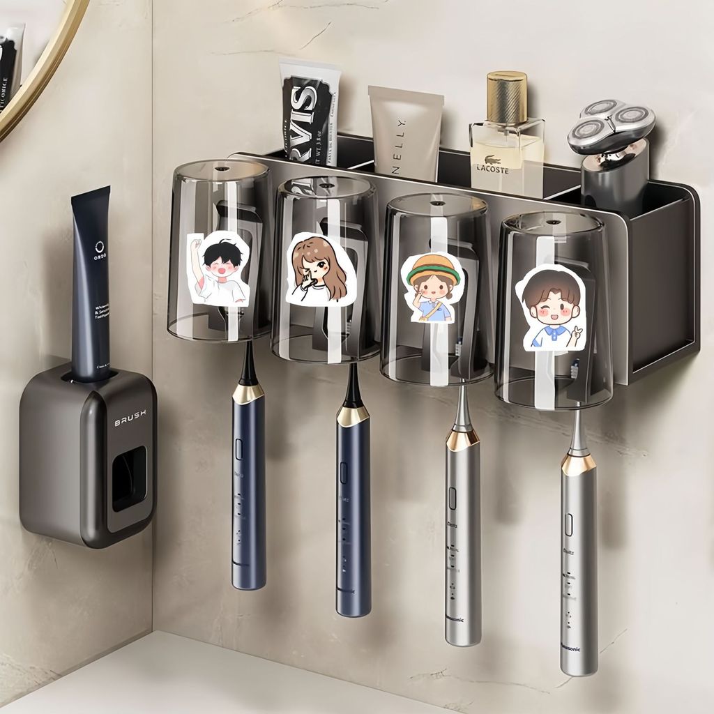 Toothbrush Rack Restroom Family Tooth Cylinder Toothbrush Rack Storage ...
