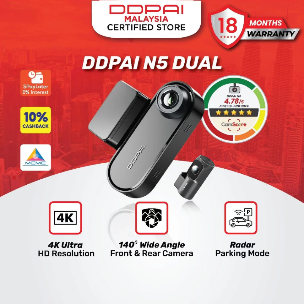 UPGRADED DDPAI N5 Dual 2026 GPS Front and Rear 4K Ultra HD Resolution ...
