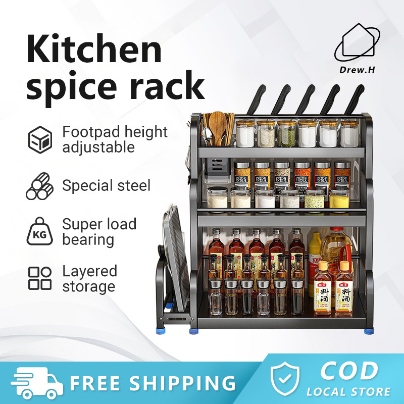 Kitchen Spice Rack Kitchen Rak Dapur Rak Rempah Stainless Steel ...