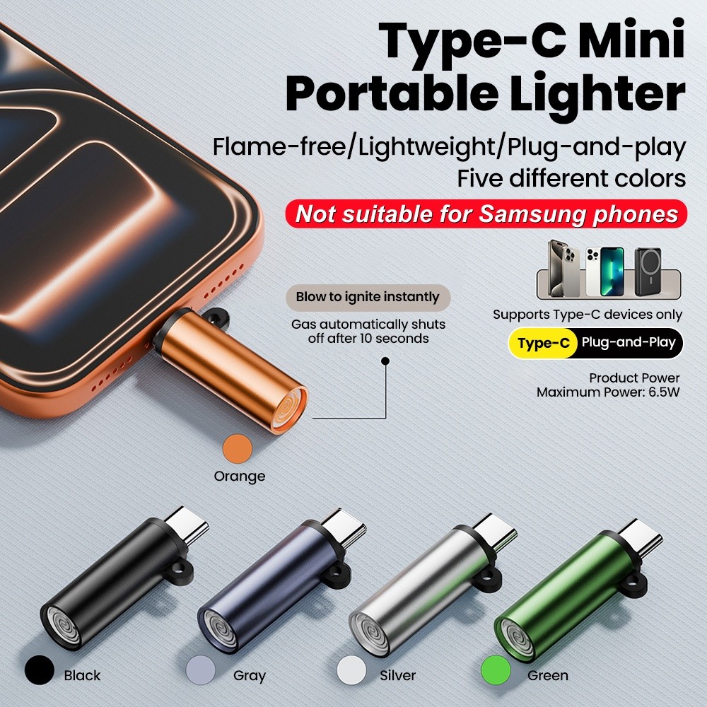Type-C Mini Cigarette Lighter Without Built-In Battery Metal Wireless ...