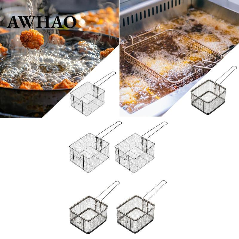 AWHAO Square Food Strainer Fry Basket Heavy Duty Holder for French ...