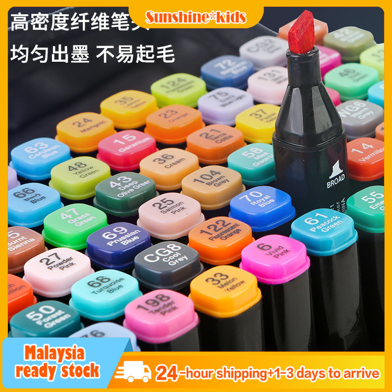 24/36/60/80 Colors Dual Tip Art Marker Pen Set for Draw Sketching Based ...