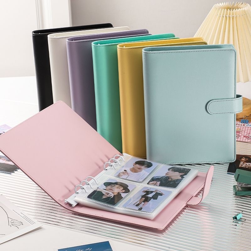 Solid color PU card book collection A5 card book Ins high-value leather ...
