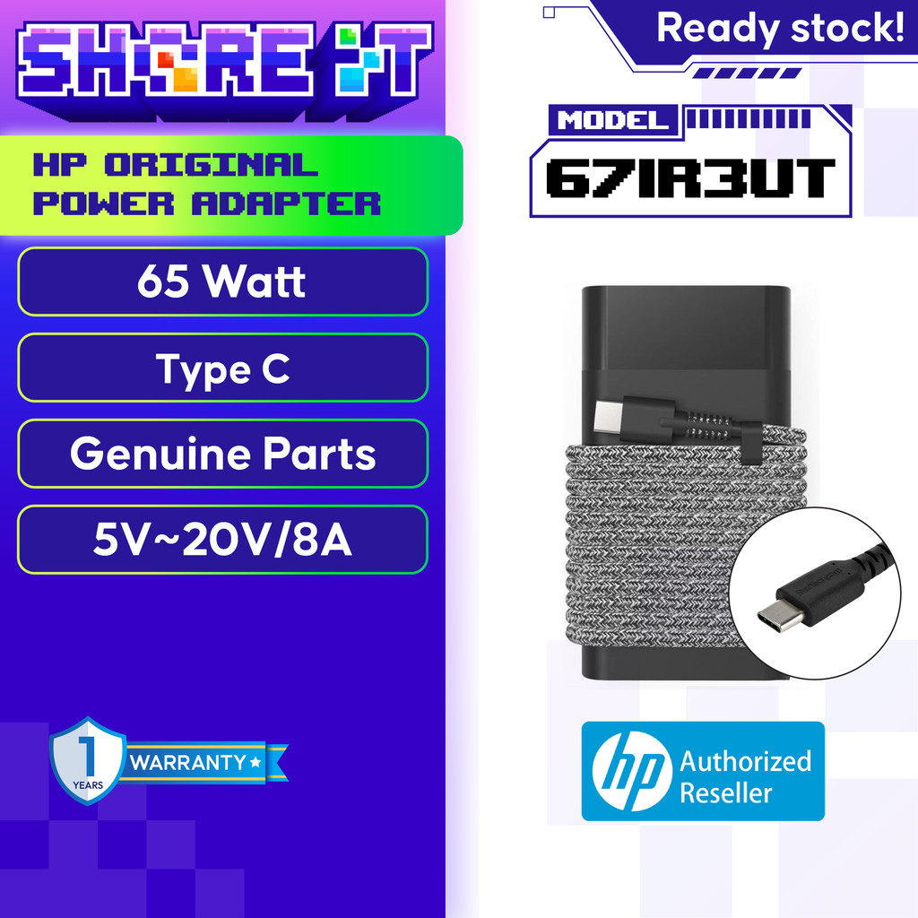 HP USB-C 65W Laptop Adapter | 671R3UT | Fast Charging | Genuine | Wide ...