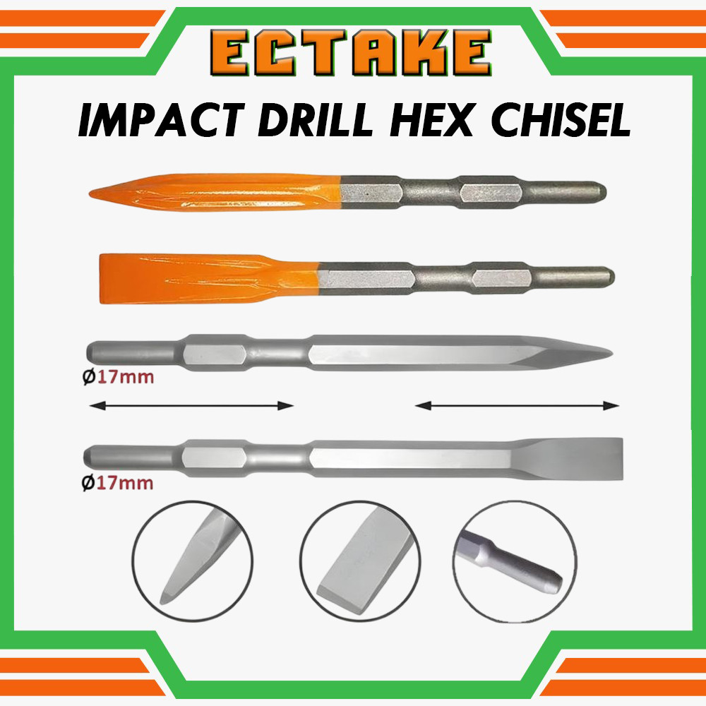 [ECTAKE] 17MM X 280MM/350MM/450MM Heavy Duty Concrete Chisel - Hex ...
