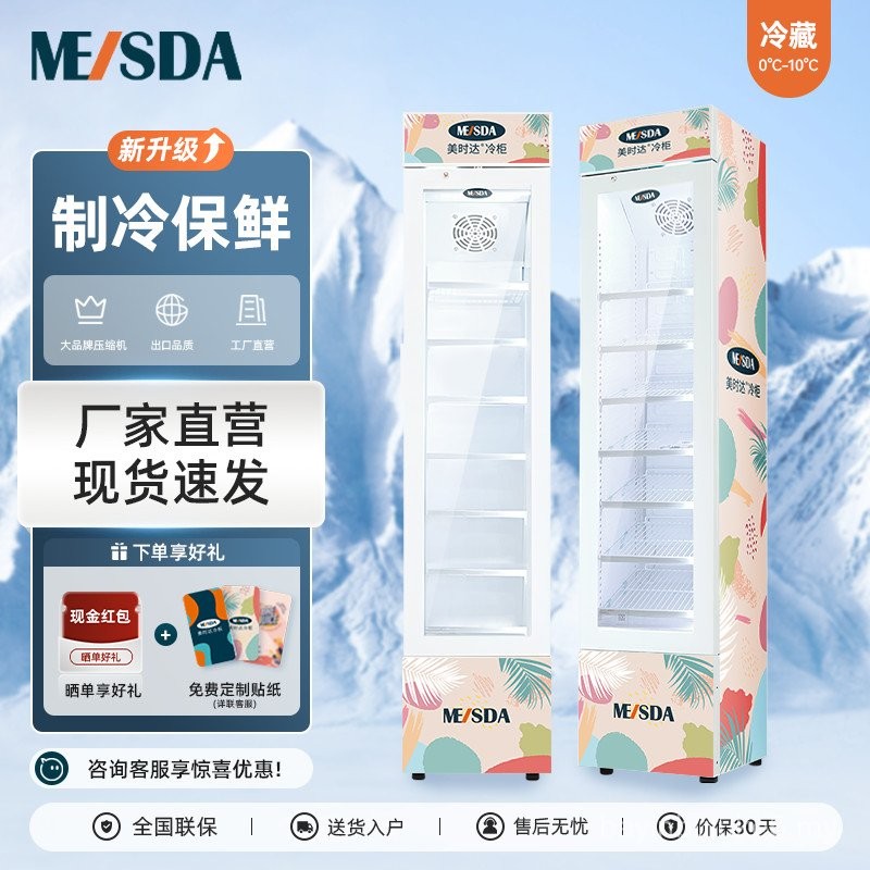 Meishida Freezer Small Commercial Freezer Narrow High Glass Door ...