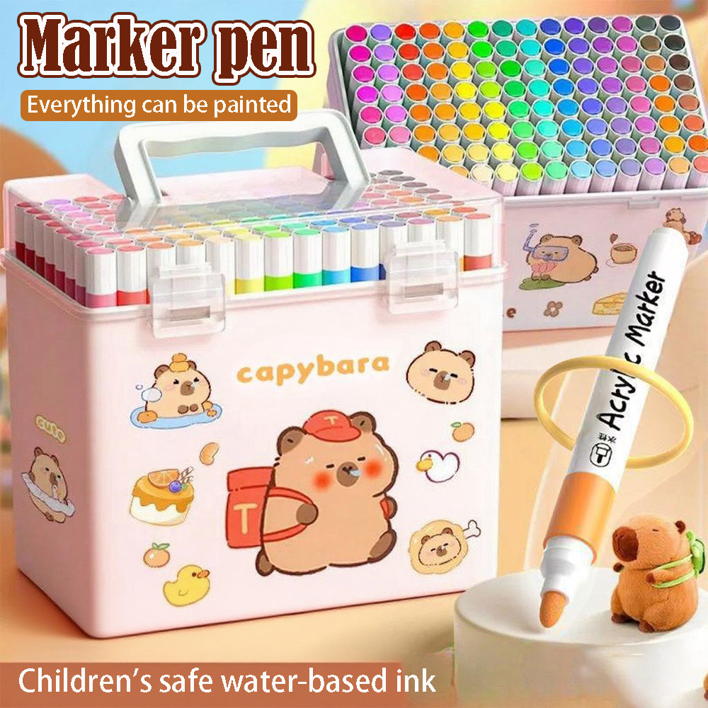 【Ready Stock】Capybara Acrylic Marker Washable Watercolor Pen Set Safe ...